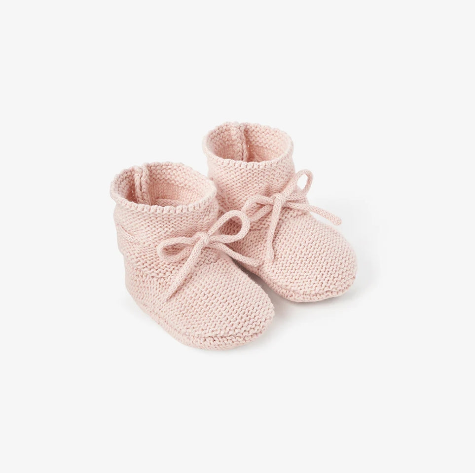 Elegant Baby Pink Garter Knit Baby Booties – The Smocked Swan