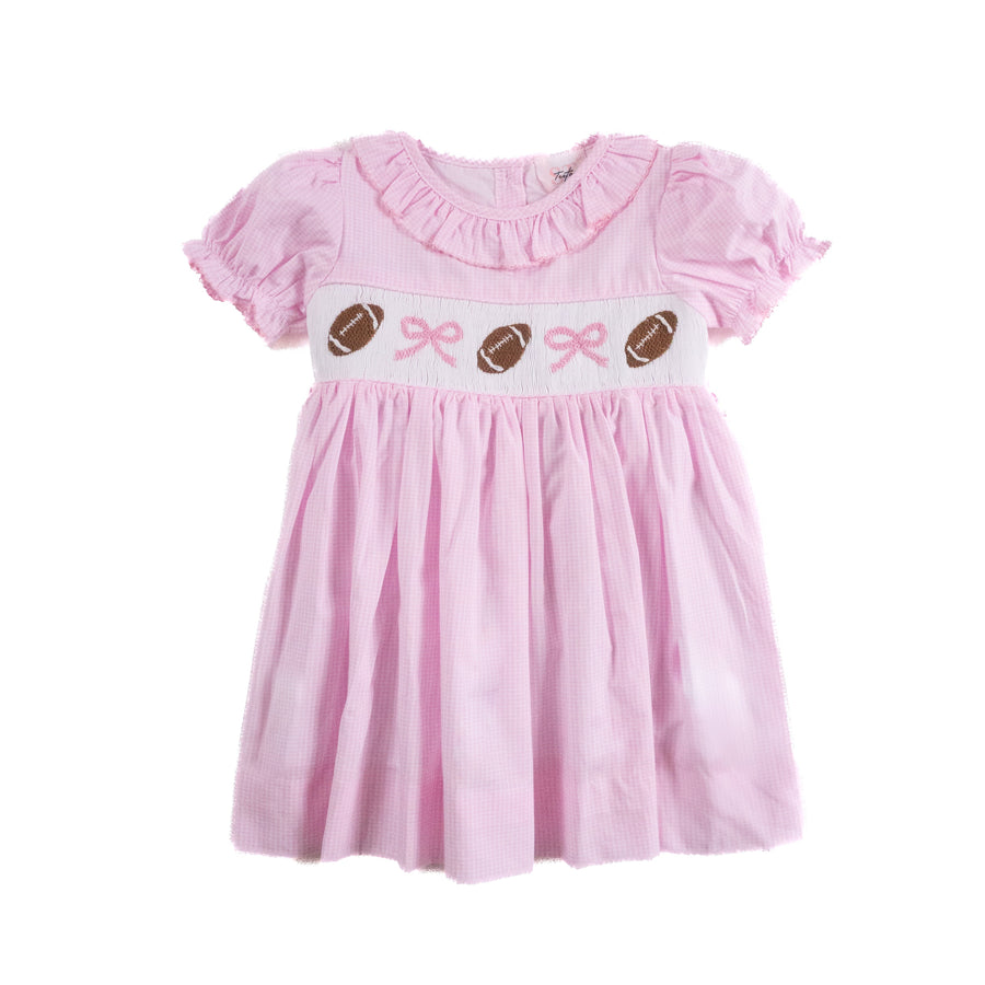 Shop Teeta Football Pink Gingham Katie dress – The Smocked Swan