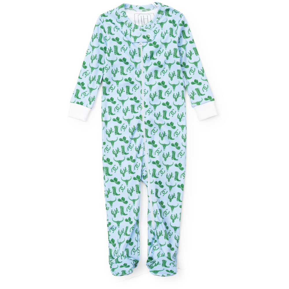 Lila and Hayes -Parker Boys' Pima Cotton Zipper Pajama - Wild West Blu ...