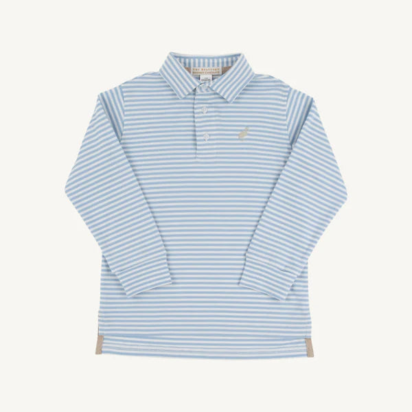 Beaufort Bonnet Long Sleeve Prim and Proper Polo in Barrington Blue St ...