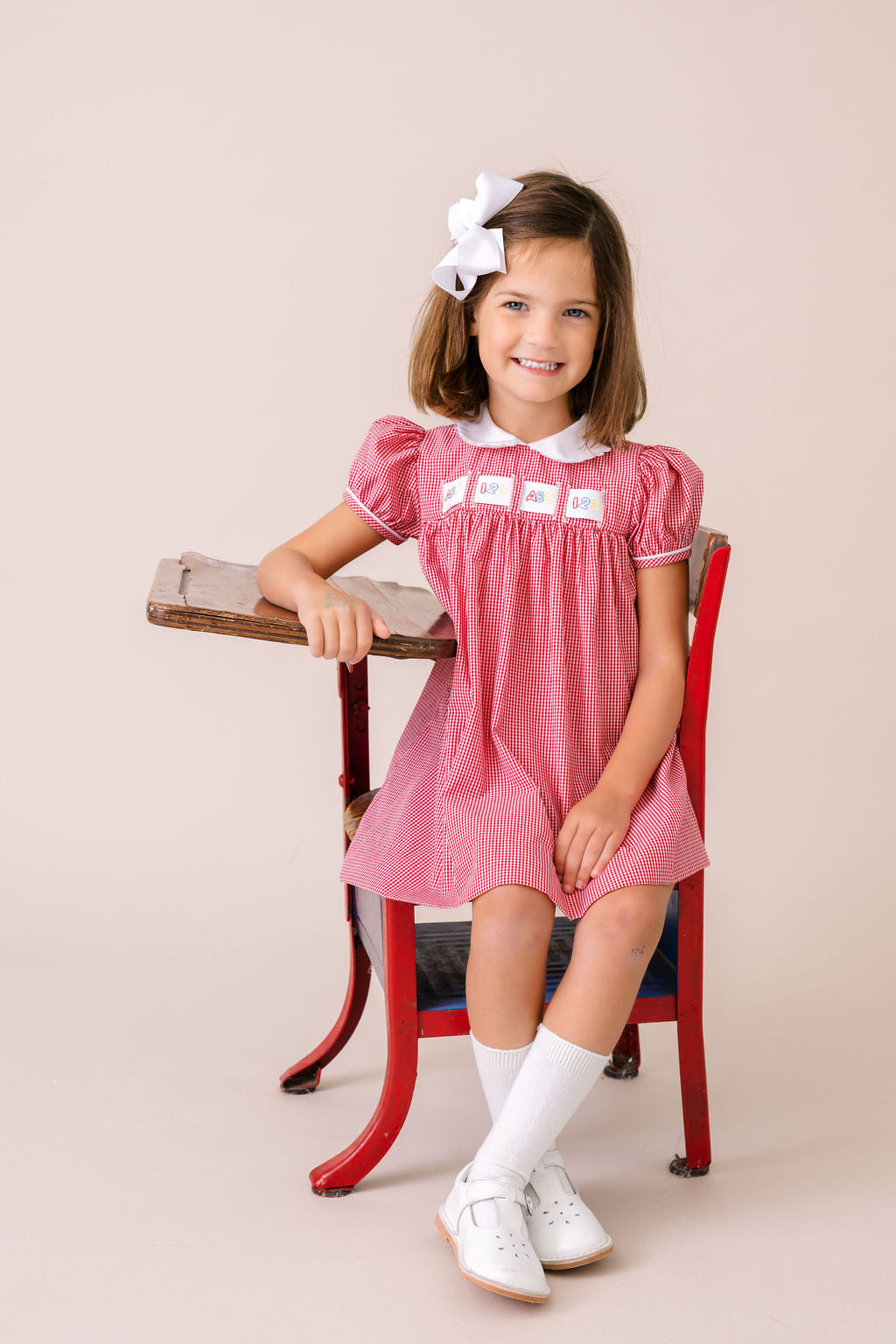 Ruth Ribbon Dress Ridgeland Red Minigingham Dress – The Smocked Swan